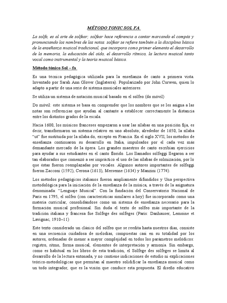 Método Tonic Sol-Fa en Educación Musical | PDF | Ritmo | Escala (música)