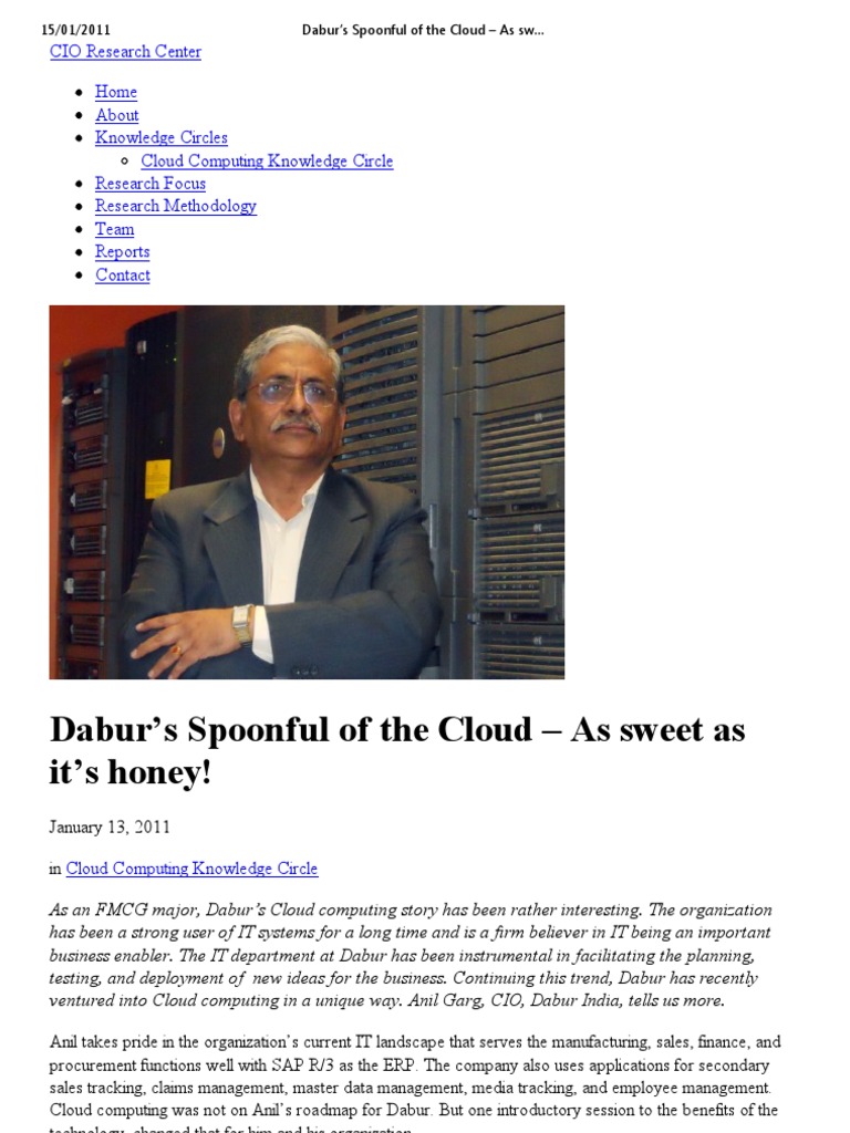 Dabur's Spoonful of The Cloud - As Sweet As It's Honey! - CIO Research Center | PDF | Cloud ...