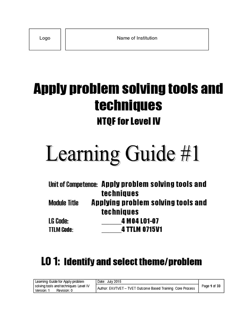 M08 Apply Problem Solving Techniques | Download Free PDF | Brainstorming | Chart