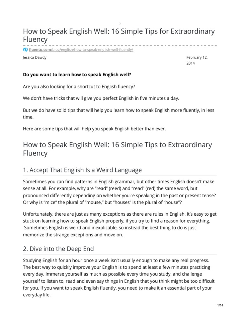 How To Speak English Well: 16 Simple Tips For Extraordinary Fluency ...