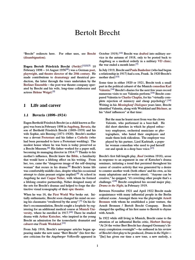 Bertolt-Brecht PDF | PDF | Theatre | Entertainment (General)