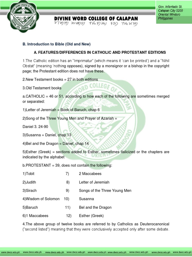 Introduction To Bible | PDF | Old Testament | Bible