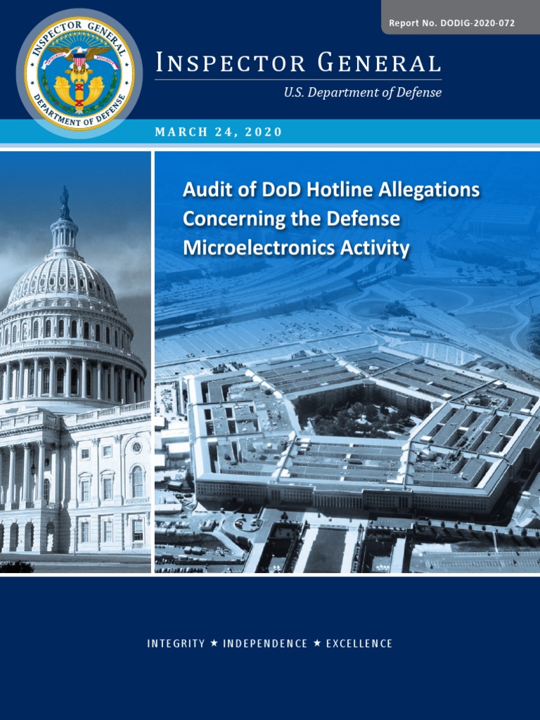 Inspector General: Audit of Dod Hotline Allegations Concerning The ...