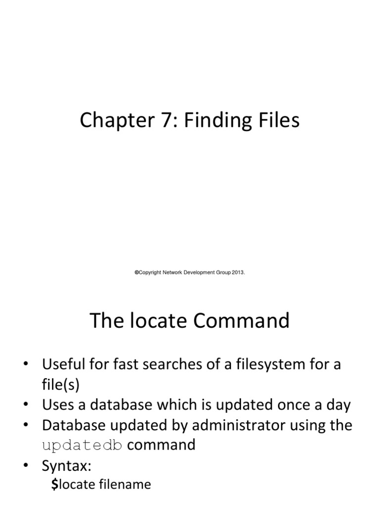 Chapter 7: Finding Files | PDF | File System | Computer File
