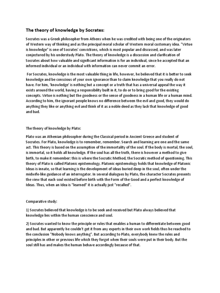The Theory of Knowledge by Socrates | PDF | Socrates | Plato