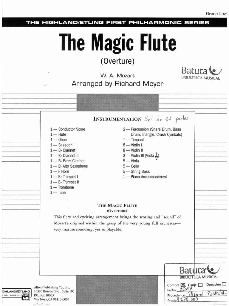 The Magic Flute (Overture) W.A.Mozart - Score PDF | PDF
