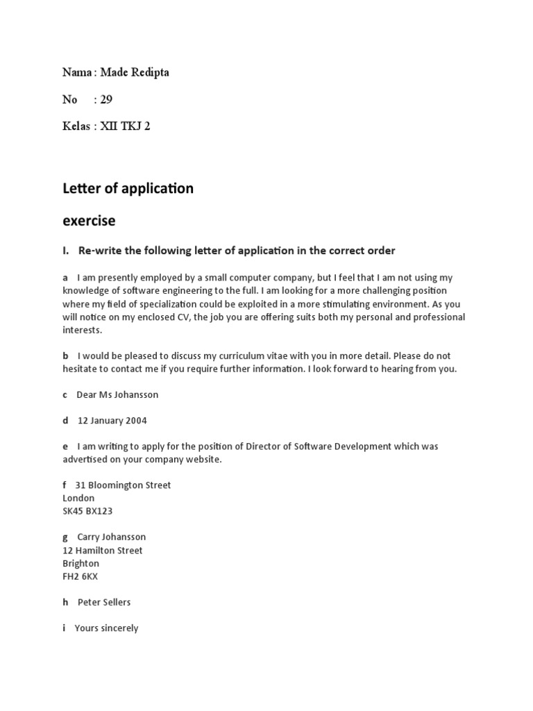 Job Application Letter Exercise | PDF | Software Engineering | Cognition