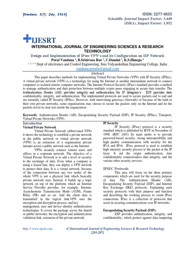 Design And Implementation Of Ipsec Vpn S Pdf Download Free Pdf Virtual Private Network