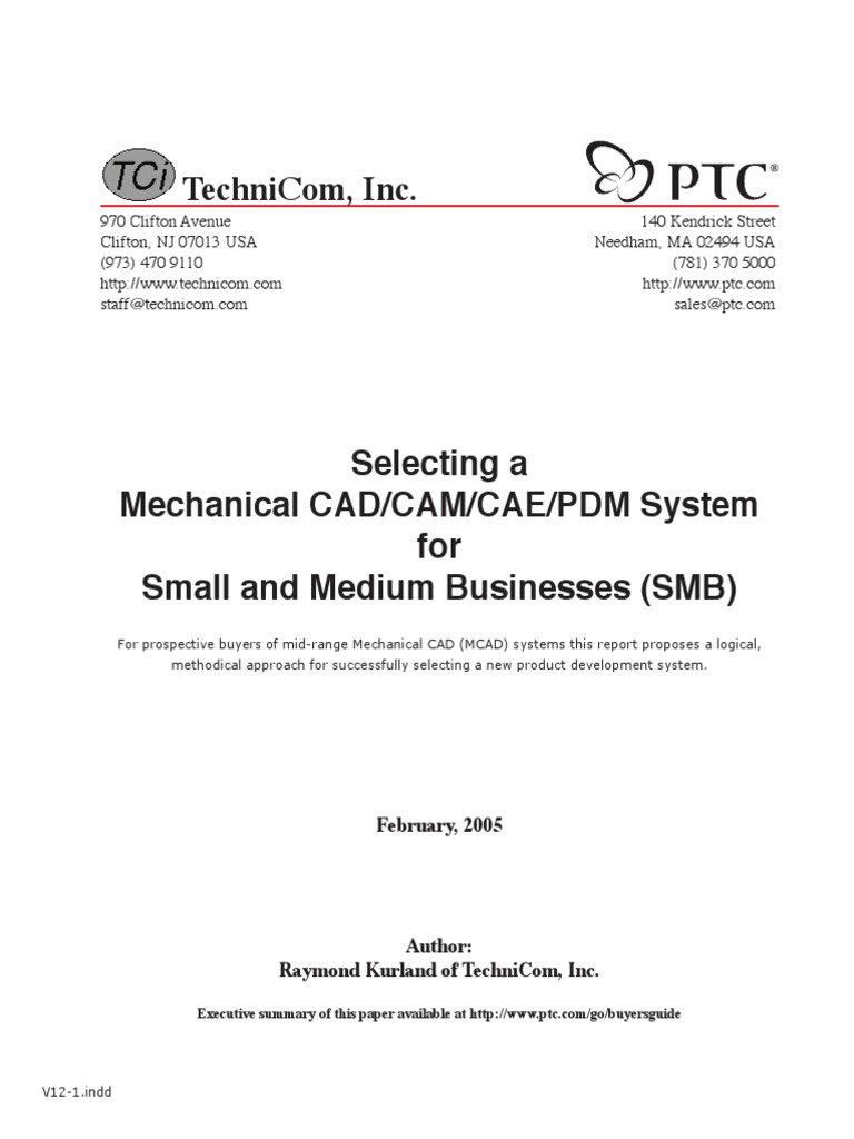 A Logical Methodology for Selecting a Mechanical CAD/CAM/CAE/PDM System ...