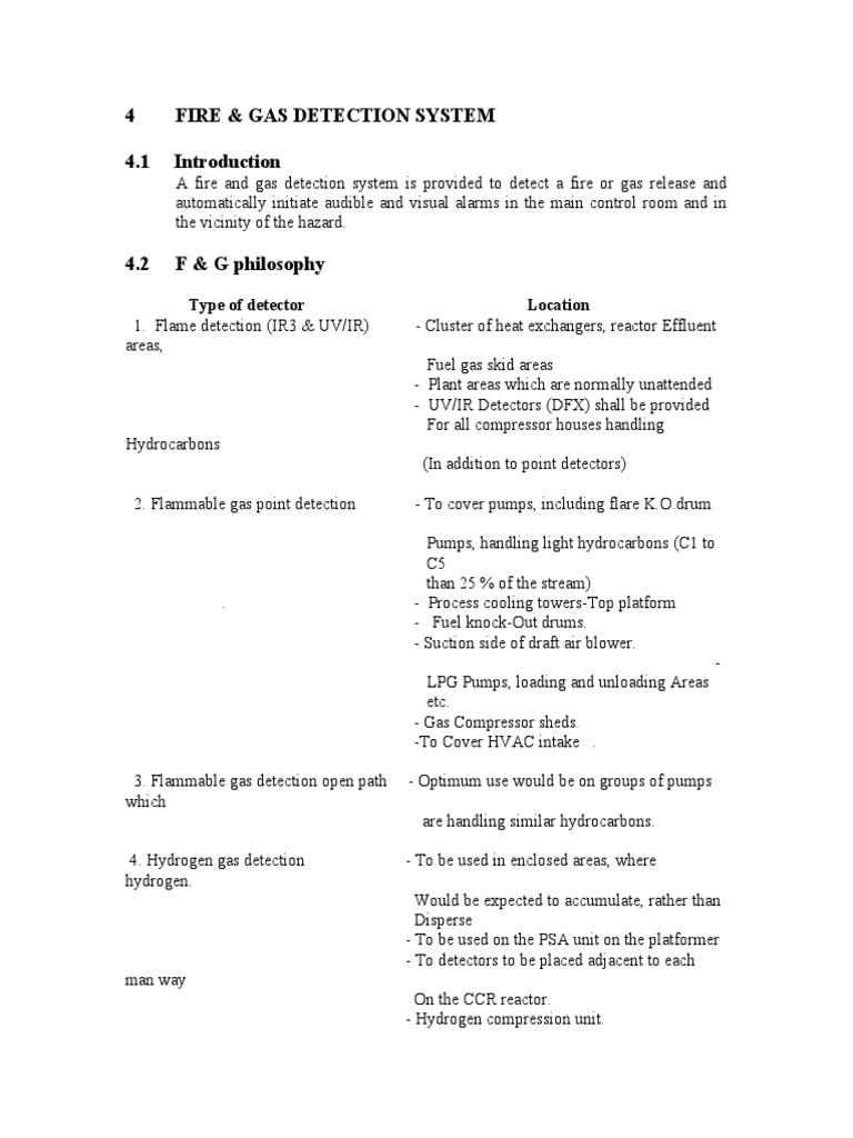 4 Fire & Gas Detection System: Type of Detector Location | PDF | Gas ...