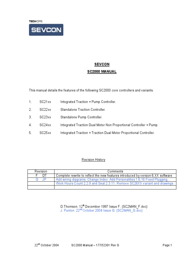 Sevcon SC2000 Manual - With Calibrator Section PDF | PDF | Electrical ...