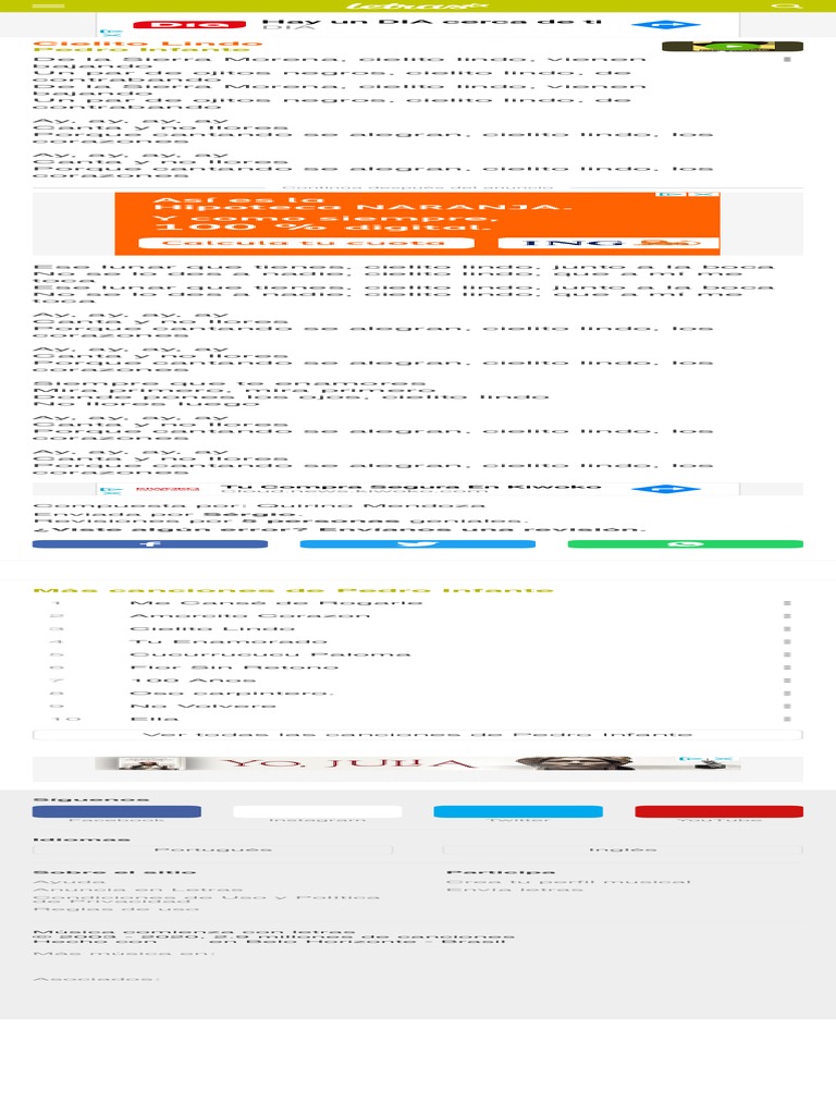 CIELITO LINDO - Pedro Infante | PDF