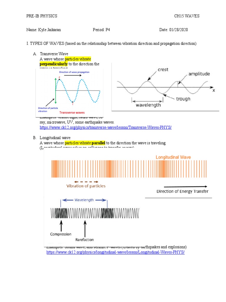 15-1 Waves Notes - KJ | PDF | Waves | Frequency