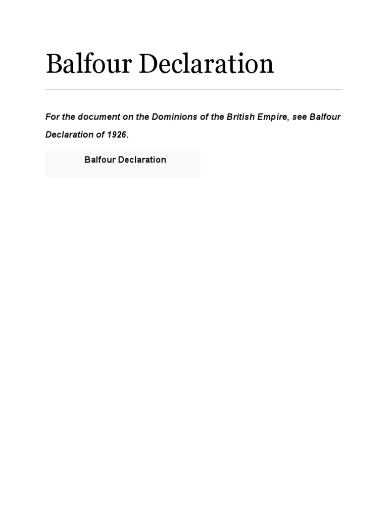 Balfour Declaration | PDF | Mandatory Palestine | Judaism Related ...