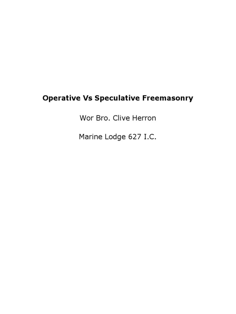 Operative vs Speculative Masonry | PDF | Freemasonry