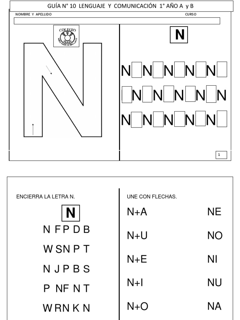 Cuadernillo de La Letra N | PDF