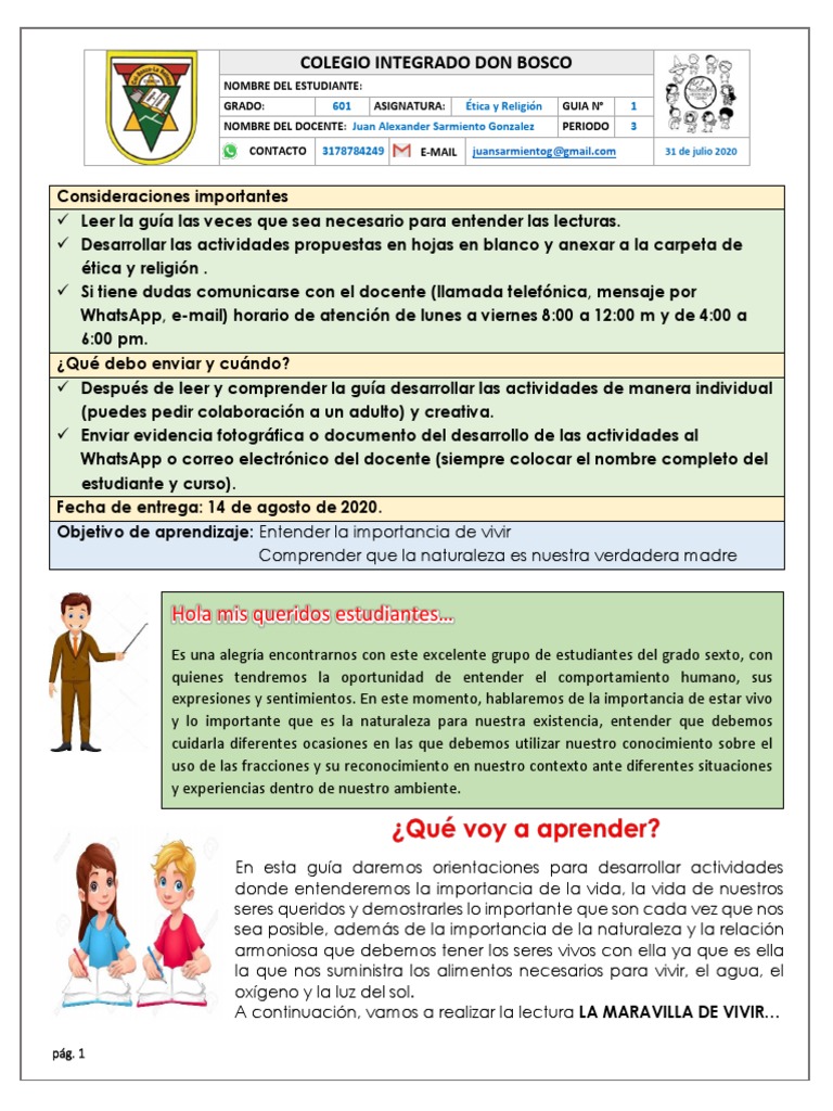 Etica y Religion Guia 1 | PDF | Vida | Naturaleza