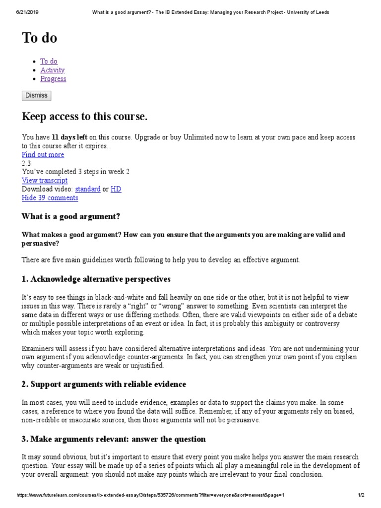 What Is A Good Argument - The IB Extended Essay - Managing Your ... What Is A Good Argument - The IB Extended Essay - Managing Your ...