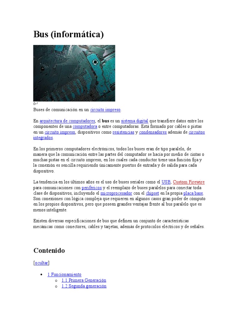 Bus (Informática) : Contenido | PDF | Hardware de la computadora ...
