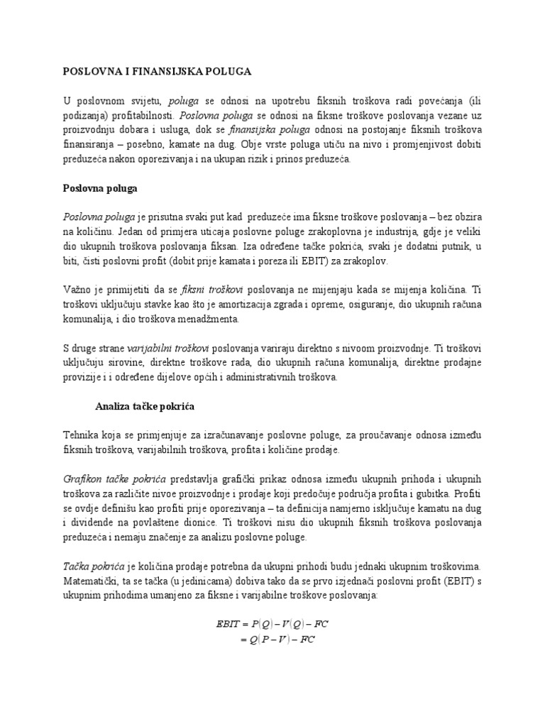 Poslovna I Finansijska Poluga | PDF