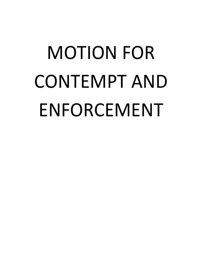 Motion For Contempt and Enforcement | PDF | Pro Se Legal Representation ...