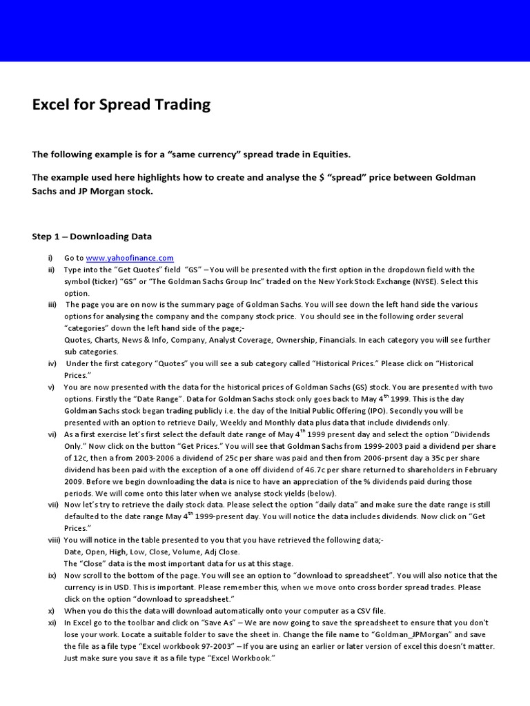 Spread Trades Step by Step Guide | PDF | Hedge (Finance) | Goldman Sachs