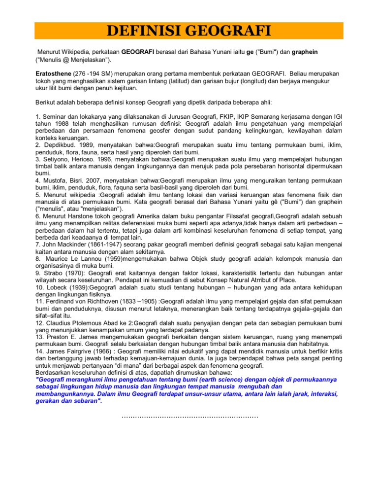 Definisi Geografi | PDF