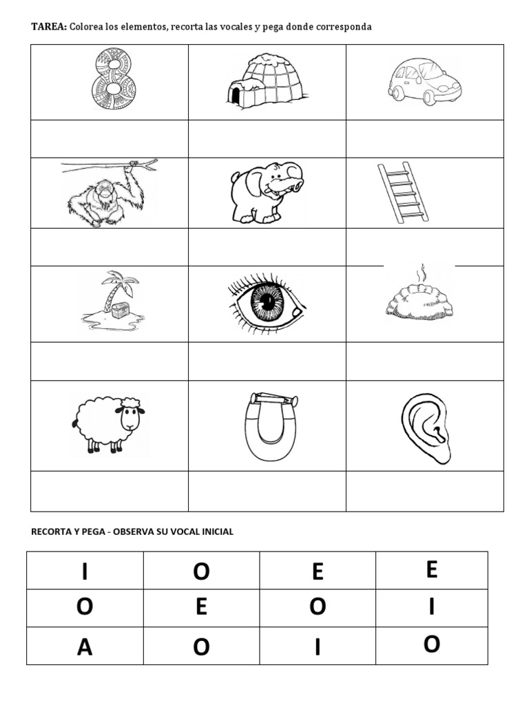 Recorta y Pega Vocales Aa-Ee-Ii - Oo | PDF