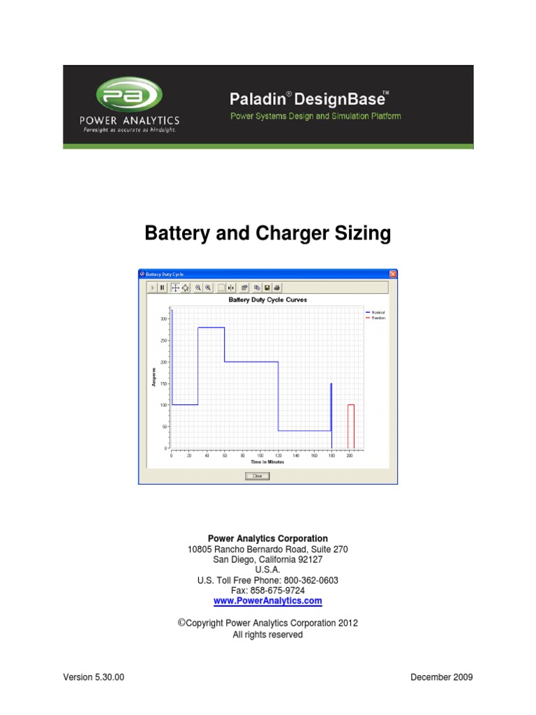 Battery and Charger Sizing | PDF | Battery Charger | Rechargeable Battery