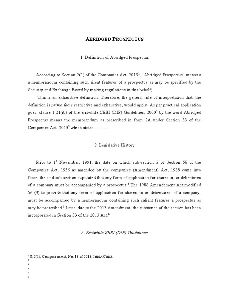 Understanding Abridged Prospectus in India | PDF | Prospectus (Finance ...