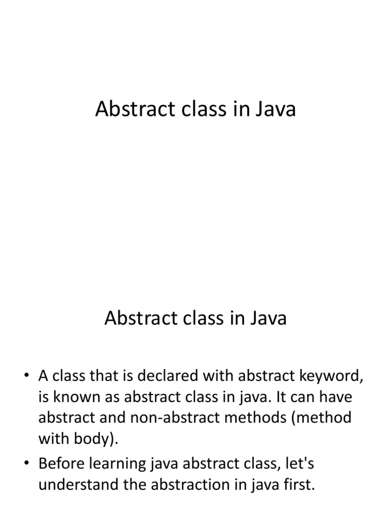 Abstract Class In Java Pdf Class Computer Programming Method Computer Programming 8992