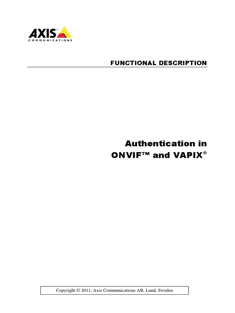 FuncDesc-Authentication in ONVIF and VAPIX v1.1 | PDF | Application Programming Interface ...