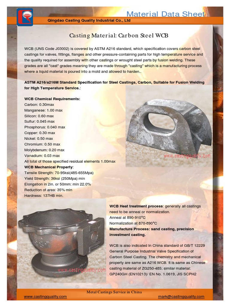 Casting Material WCB PDF | PDF | Casting (Metalworking) | Steel