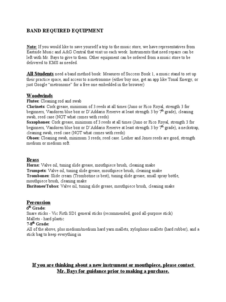 Required Equipment | PDF