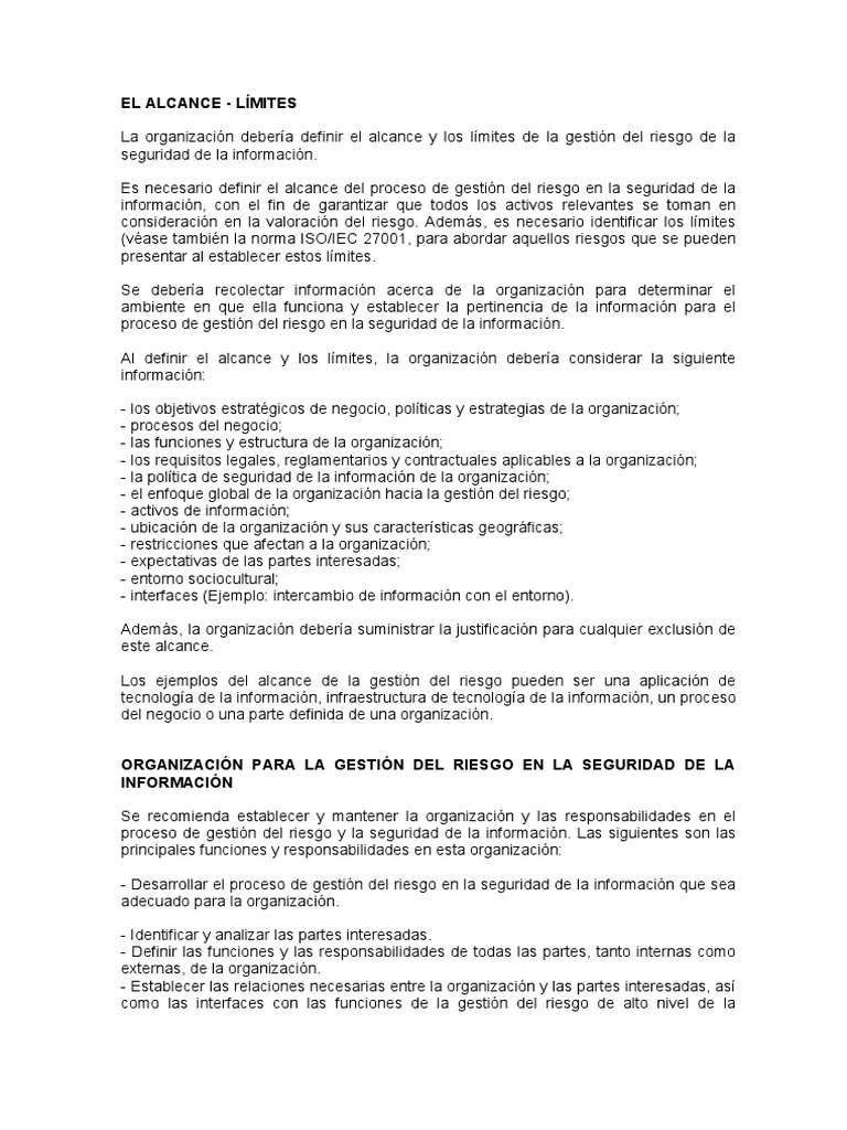 Metodologia Gestion de Riesgo ISO 27005 | PDF | Seguridad de ...