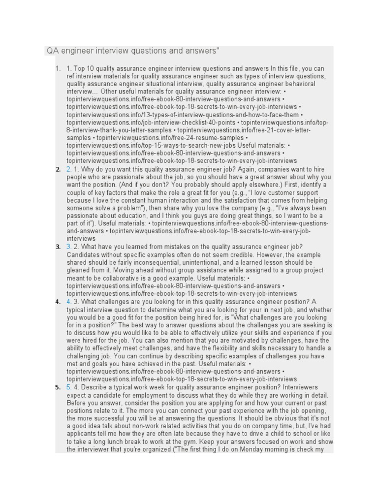 QA Engineer Interview Questions and Answers | PDF | Self-Improvement
