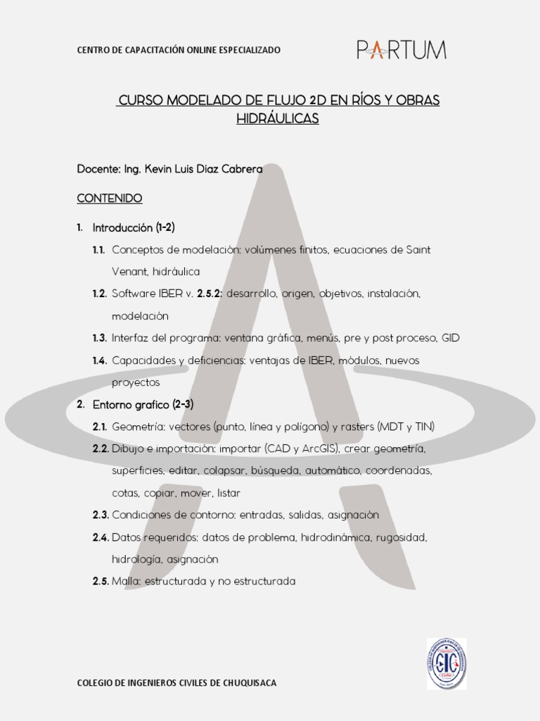 Modelado de Flujo 2D en Ríos y Obras Hidráulicas CIC CH PDF | PDF ...