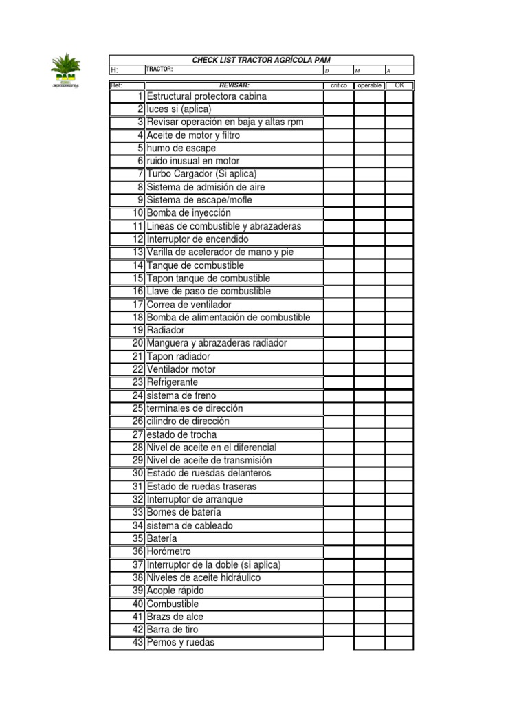 Check List Tractor | PDF