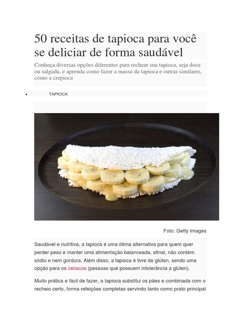 50 Receitas de Tapioca para Você Se Deliciar de Forma Saudável | PDF ...