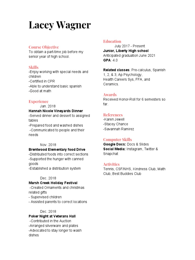 Resume Lacey Wagner | PDF