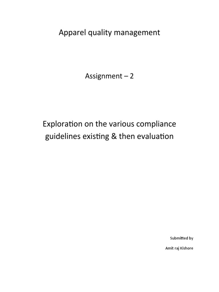 Apparel Quality Management: Assignment - 2 | PDF | Regulatory Compliance | Audit
