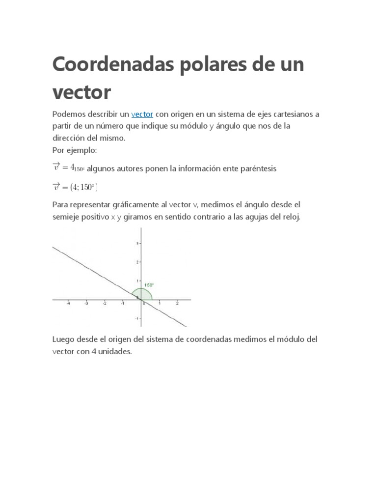 Coordenadas Polares de Un Vector | PDF | Vector Euclidiano | Sistema coordinado