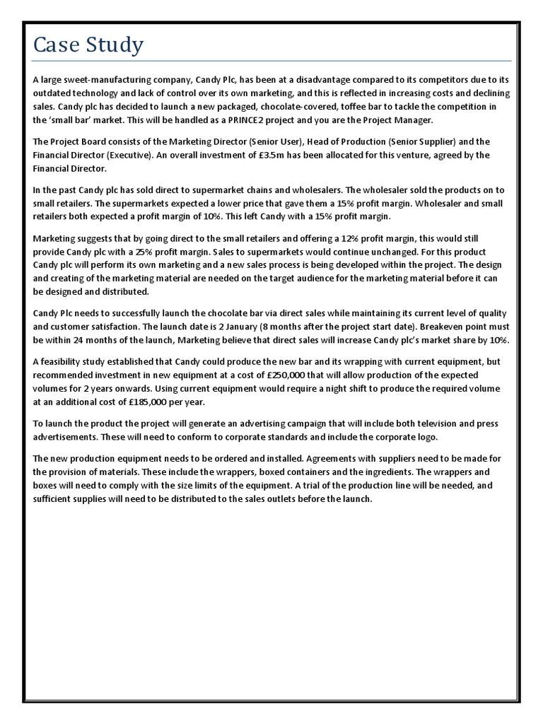 Case Study - Candy PLC | PDF | Retail | Marketing