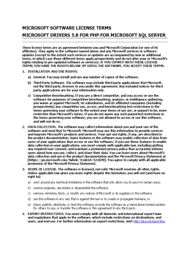 Microsoft DRIVERS 5.8 FOR PHP FOR MICROSOFT SQL SERVER - Standalone ...