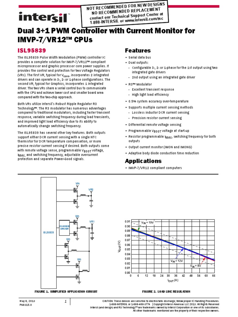 Dual 3+1 PWM Controller With Current Monitor For Imvp-7/Vr12™ Cpus ...