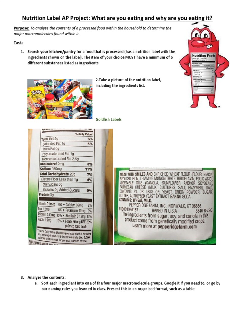 Analyzing Nutrition Labels in AP Project | PDF | Fat | Carbohydrates