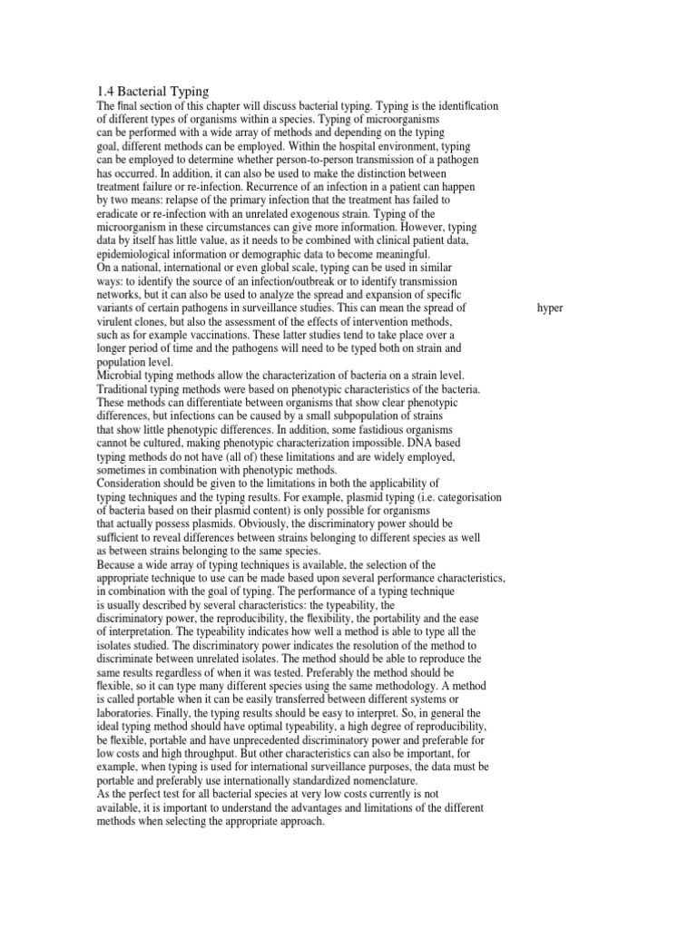 Bacterial Typing | Download Free PDF | Infection | Pathogen