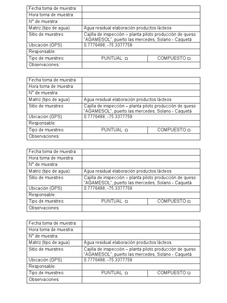 Rotulado de Muestras de Agua Residual | PDF | Cocina, comidas y vino ...
