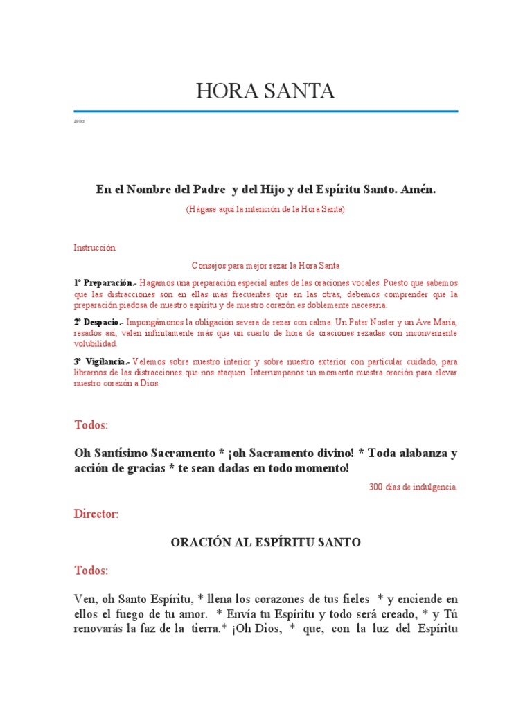 Hora Santa | PDF | orador del Señor | María, madre de Jesús