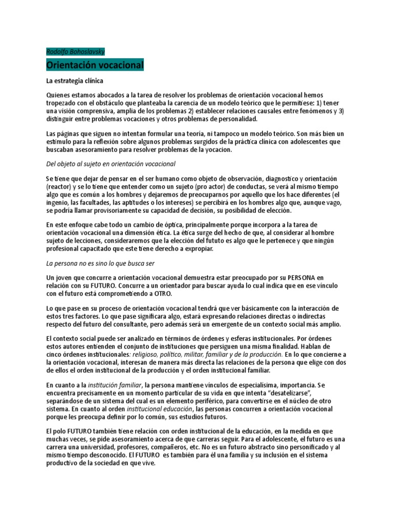 La orientación vocacional como un proceso de desarrollo de la identidad ...